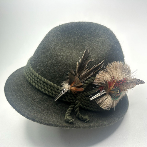 Austrian German Alpine Fedora Hat Green Wool with Original Pins And ...