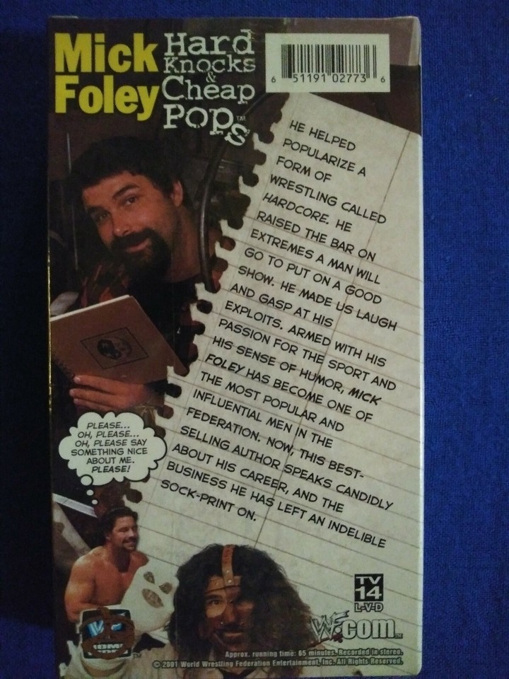 Wwe. Mick Foley/ Wwf Home Video Vhs "hard knocks and cheap pops" Brand ...