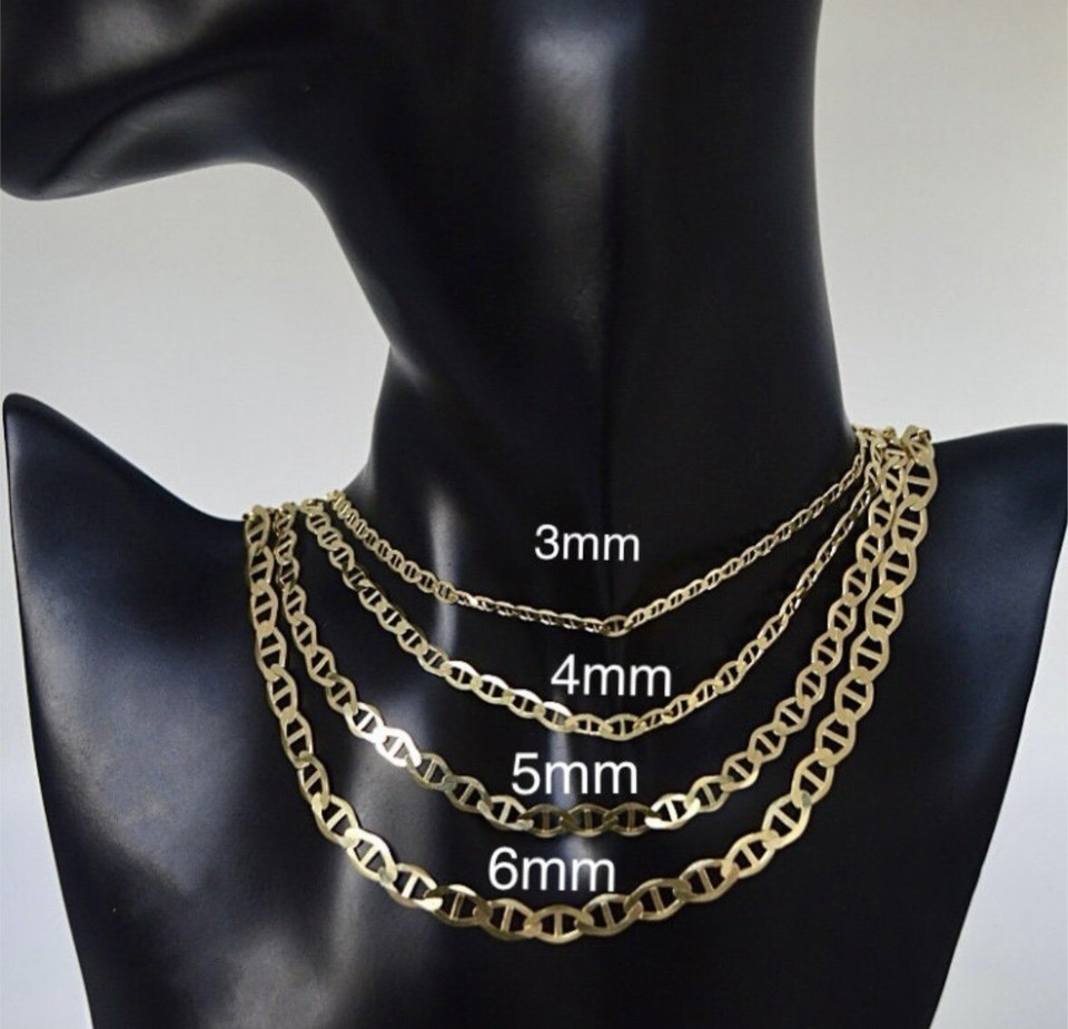 14k Yellow Gold Anchor Chain Necklace - Solid Mariner Necklace - Anchor ...
