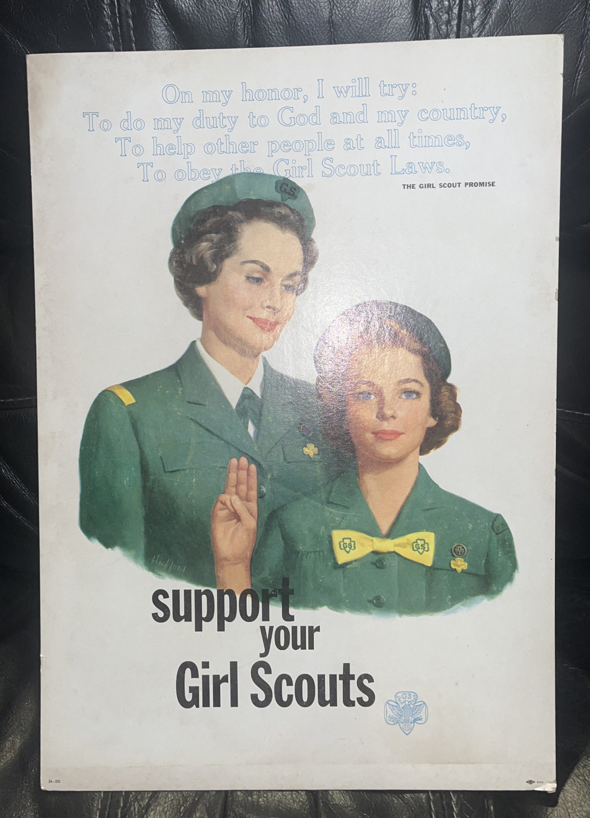 Vintage 17" x 12" Girl Scouts Support Your Girl Scouts Poster Promise ...