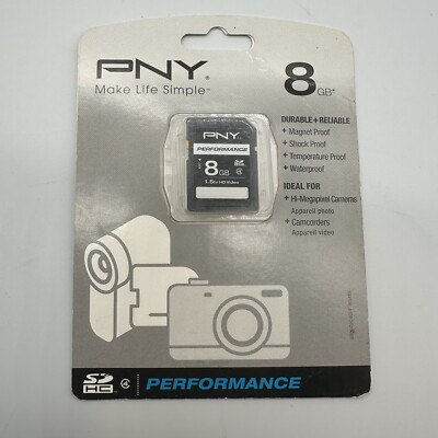 PNY 8 GB SDHC , memory card-1.5hr HD VIDEO, P-SDHC8G4H-GEBF | eBay