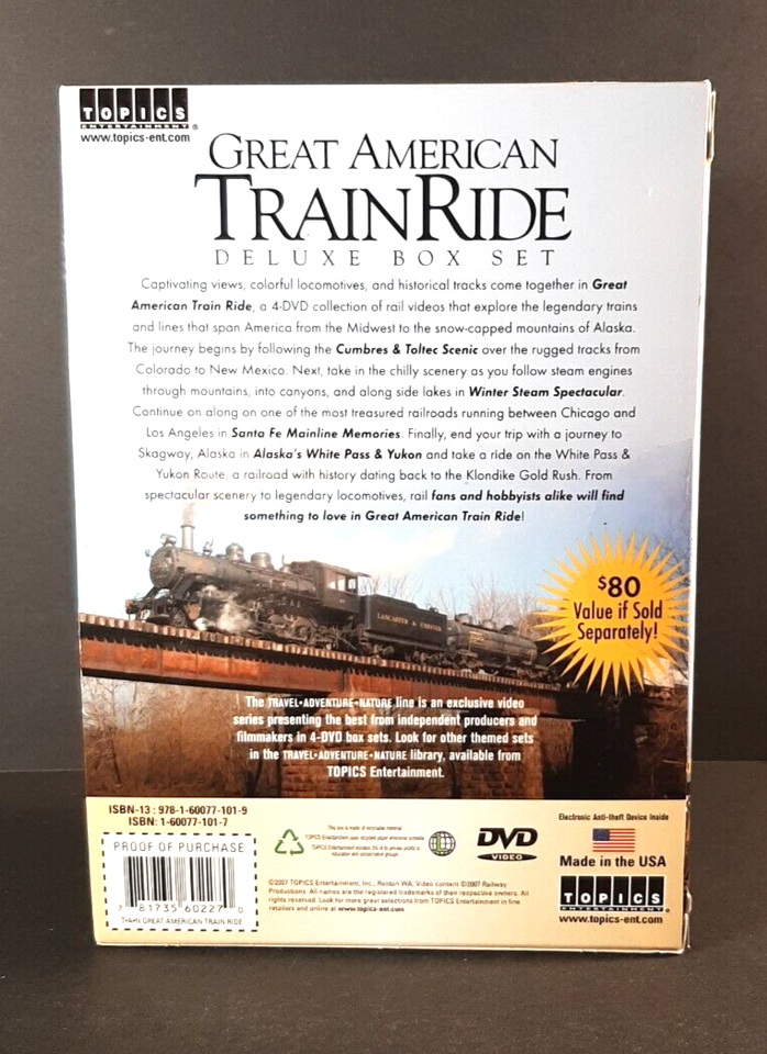 Great American Train Ride Collectors Set 4 DVDs Like New TOPICS ...