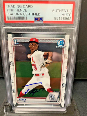Tink Hence autograph signed 2020 1st Bowman Chrome baseball card PSA ...