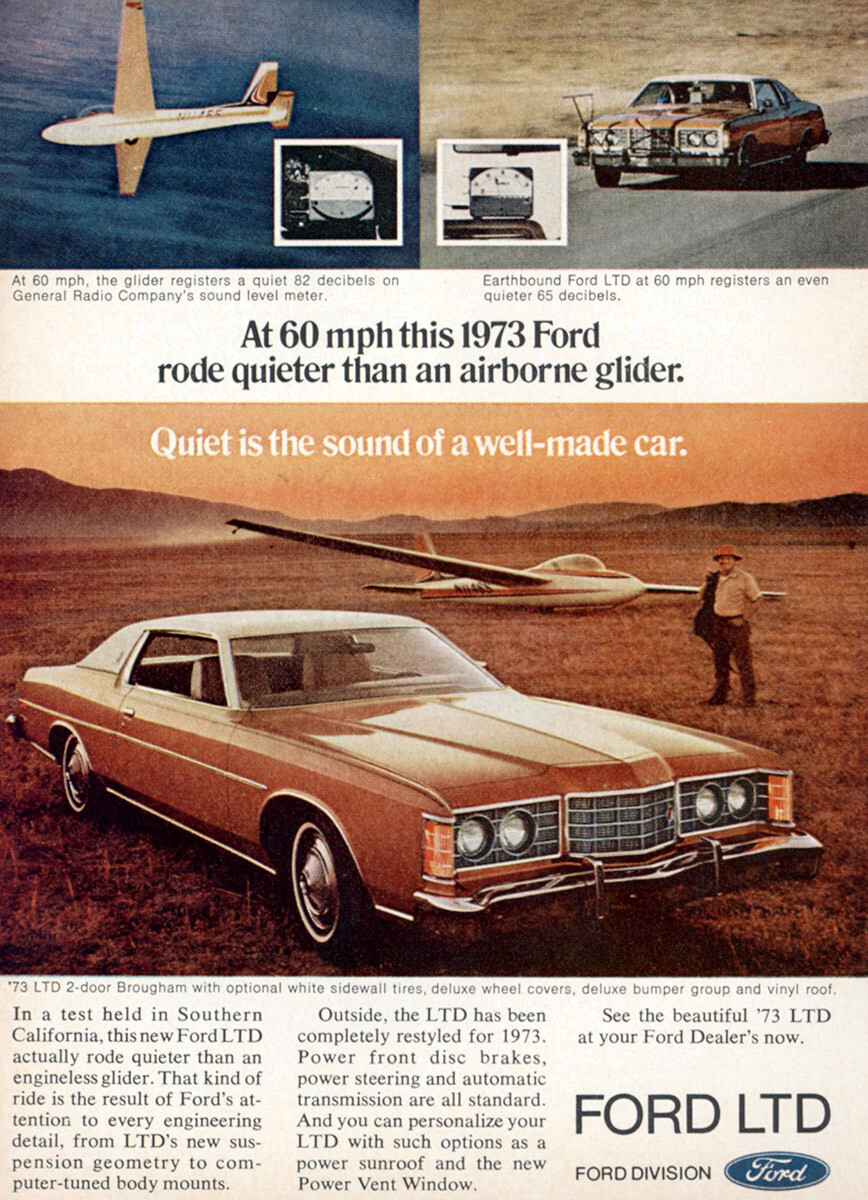 1973 Ford LTD: Rode Quieter Than an Airborne Glider Vintage Print Ad | eBay