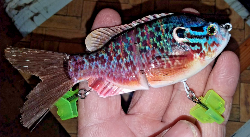 #10 CCL GREEN SUNFISH HYBRID JOINTED GLIDE FIBER TAIL SWIM BAIT 1.2oz ...