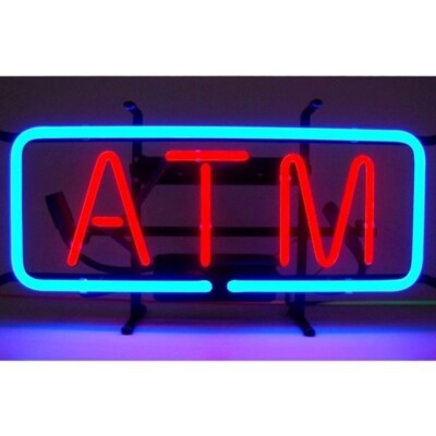 ATM Rectangle 17" Neon Sign Lamp Light Beer Bar Business Glass With ...