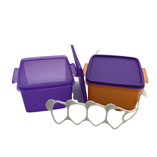 Tupperware QUARTET Square-A-Way 2 Deep Containers w/ CARIOLIER 7-cup ...