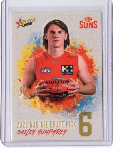 2022 AFL SELECT NAB AFL DRAFT PICK #6 BAILEY HUMPHREY GOLD COAST SUNS ...