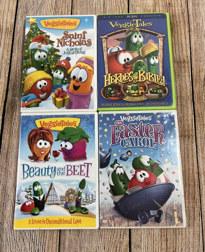 VeggieTales DVD Cartoon lot of 4 - Saint Nicolas, Easter Carol, Bible ...