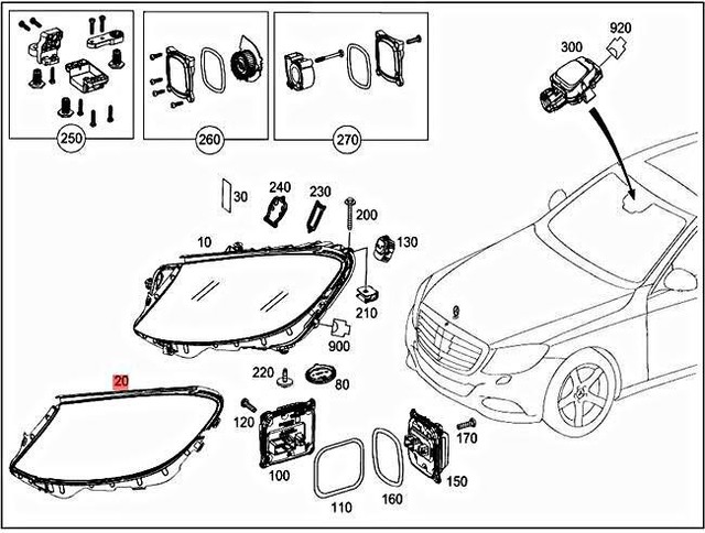 Genuine MERCEDES W222 Gasket for Light Housing Left Lighting Unit ...