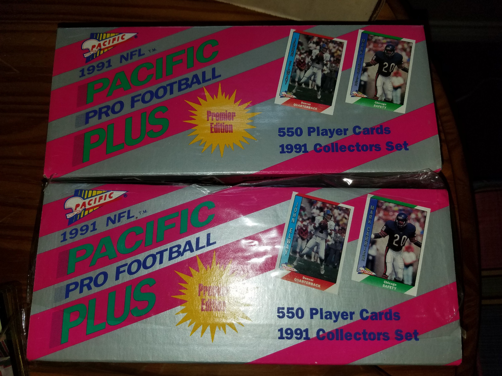 Lot of (2) 1991 Pacific Pro Football Plus Factory Sets Premier Edition ...