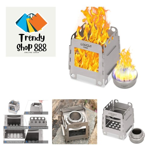 Camping Stove, Titanium Folding Wood Burning Stove Alcohol Burner ...