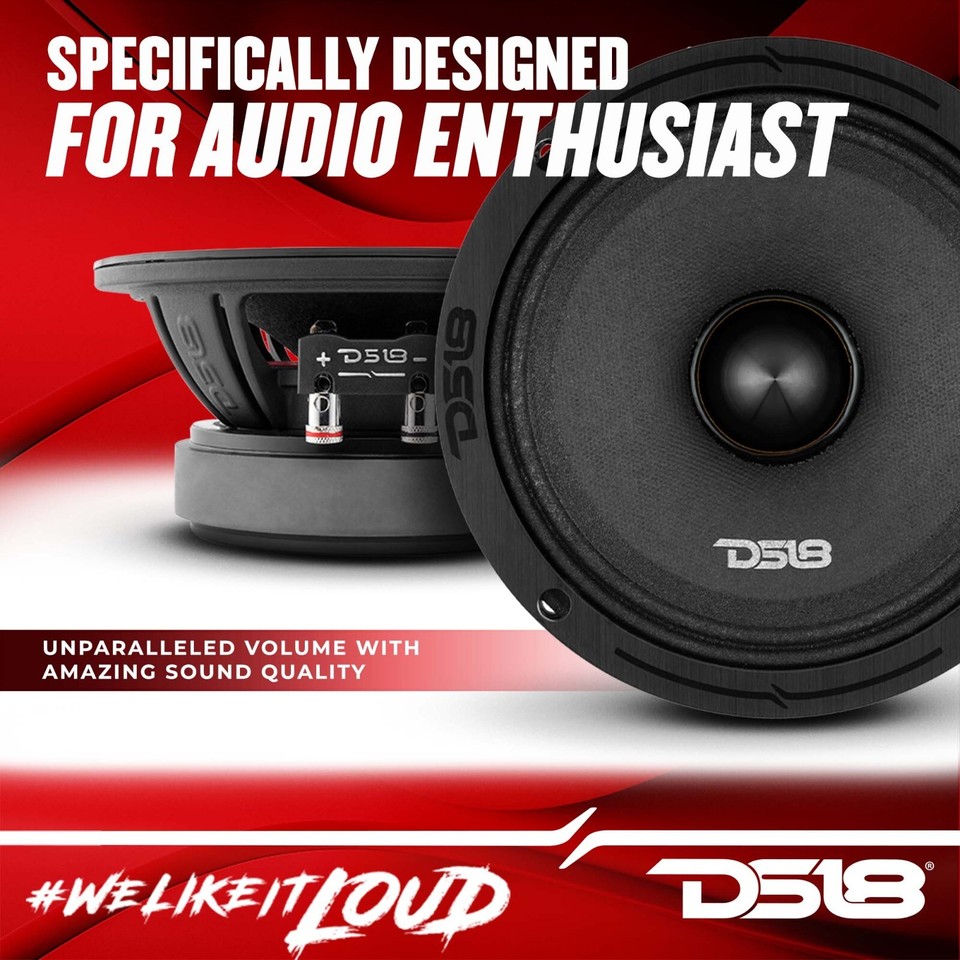 DS18 PRO-ZXI6.4BM 6.5" Car Speaker Mid-Range with Bullet 600 Watts 4 ...