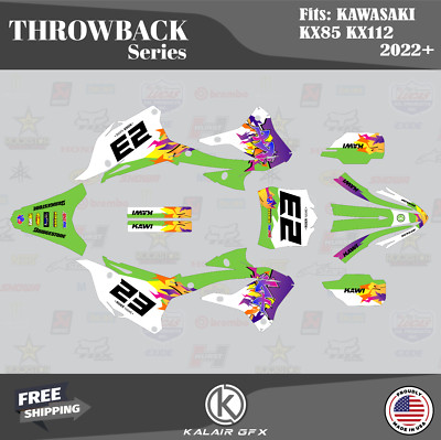 Graphics Kit for KAWASAKI KX85 KX112 2022 2023 2024 Throwback Series ...