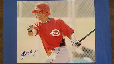 BILLY HAMILTON 8" x 10" COLOR PHOTO SWINGING REDS/WHITE SOX (AUTOGRAPH ...