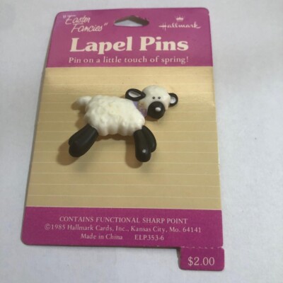 New Vintage Hallmark Easter Fancies Lapel Pins Black & White Lamb ...