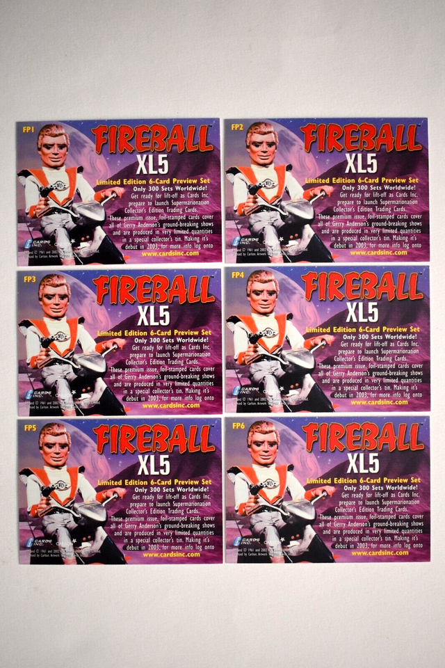 2002 CARDS INC. *FIREBALL XL5* LIMITED EDITION PREVIEW SET OF 6 (FP1 ...