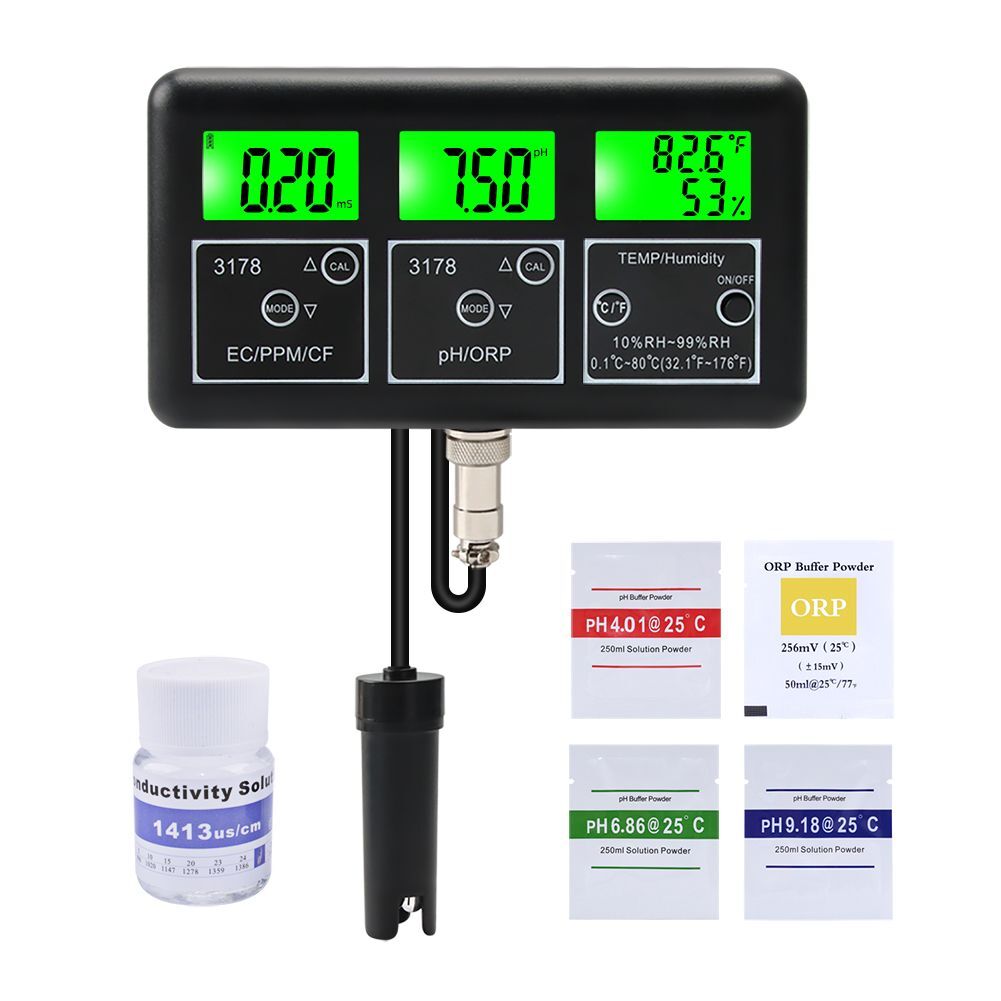 Digital Water Quality Monitor Tester PH/ORP/TDS/EC/CF Теmp Humidity ...