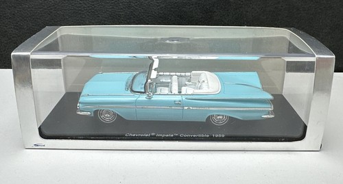 Spark Diecast Minimax Chevy Impala Convertible 1959 Aqua Blue w Display ...