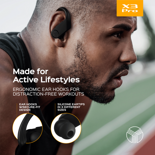 Treblab X3 Pro -True Wireless Earbuds with Earhooks-45H Battery Life ...
