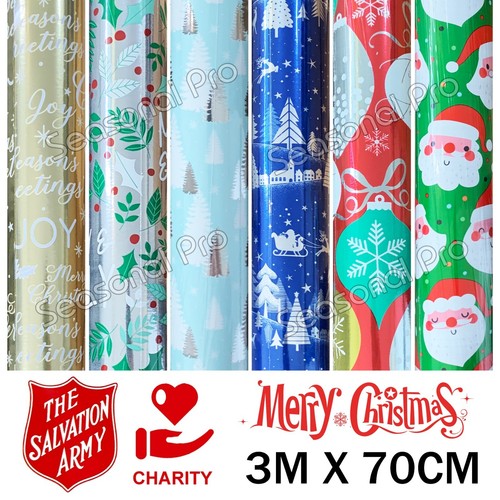 Christmas Gift Box Wrap Rolls Wrapping Paper 3M x 70CM Xmas Holiday ...