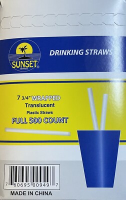 Sunset Drinking Straws 7 3/4” Wrapped Translucent 500 Count | eBay