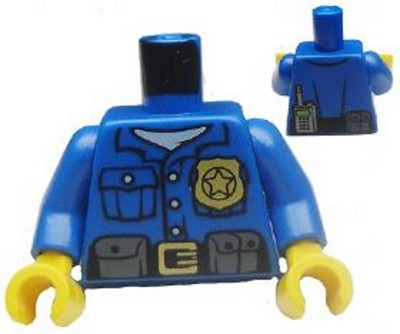 LEGO - Minifig Torso Police Shirt Gold Badge and Buckle, Black Belt w ...