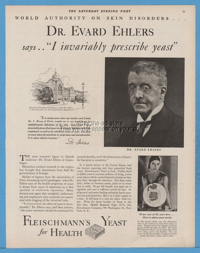 1928 Fleischmann Yeast Dr Evard Ehlers Copenhagen Municipal Hospital ...