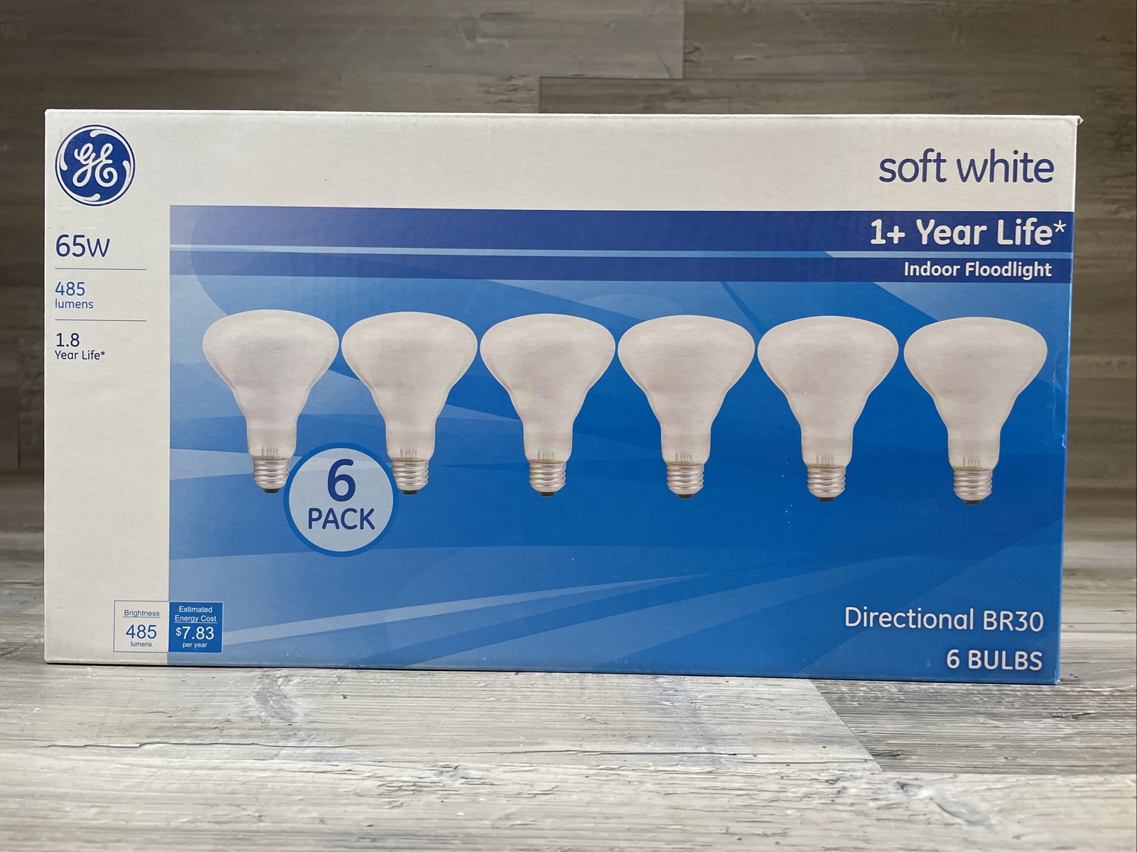 GE 65W Soft White Indoor Floodlight Bulb 6 Pack 485 Lumens BR30 1.8 ...