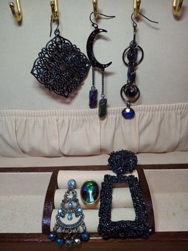 Lot 6 Pair Chunky Geometric Gothic Dangle Earrings Ear Ring Blue Art ...