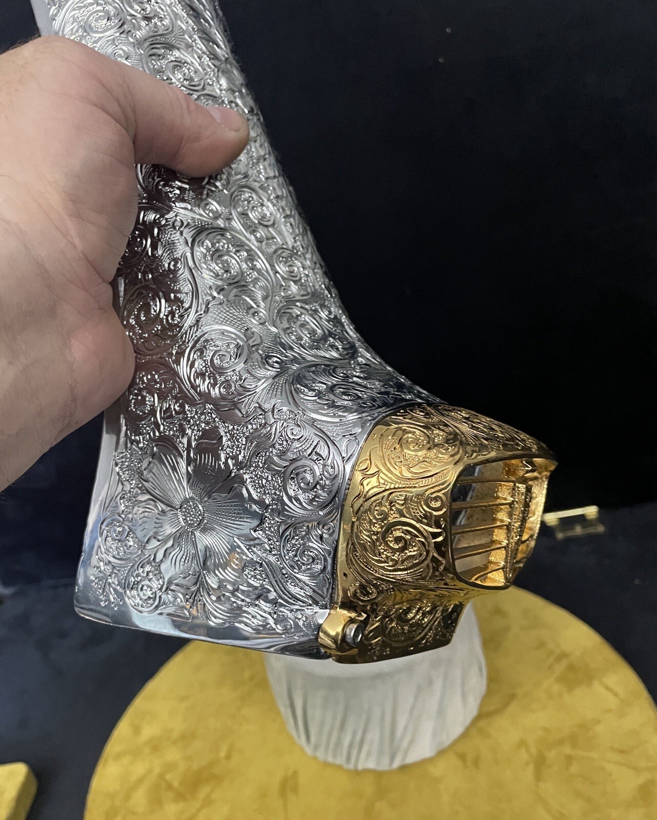 LAMBRETTA GP CUSTOM HAND ENGRAVED CHROME HORNCOVER 23K YELLOW GOLD SX ...