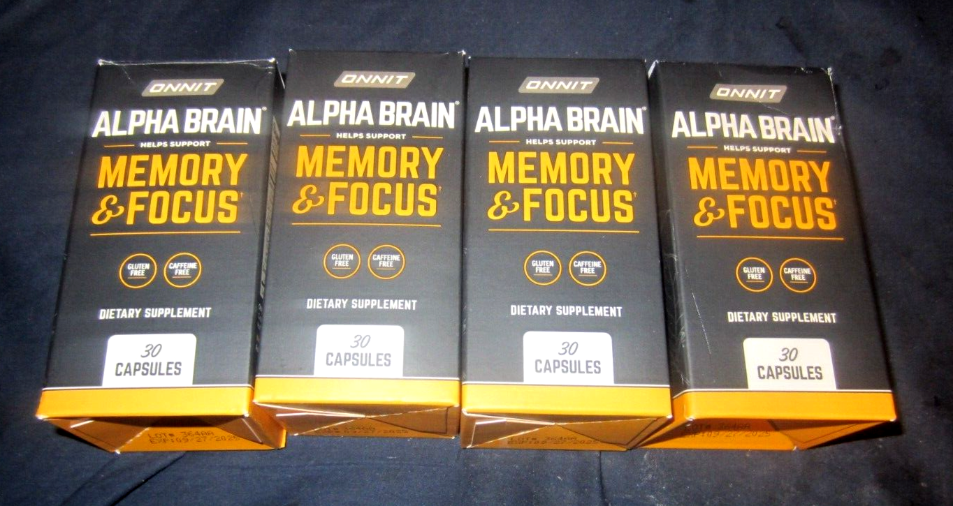 ONNIT Alpha Brain Premium Nootropic Brain~Lot of 4 bottles~120 total ...