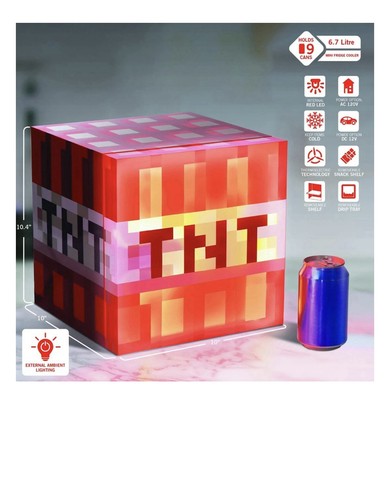 Minecraft Red TNT 9 Can Mini Fridge 6.7L x1 Door Ambient LED Lighting ...
