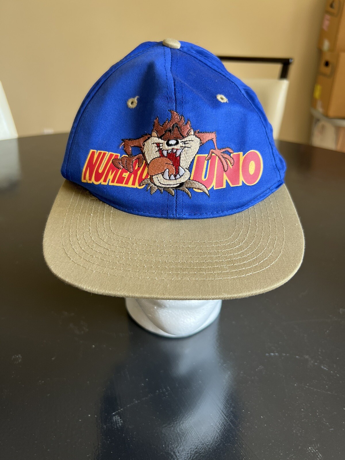 VINTAGE MEN’S BLUE WARNER BROS. LOONEY TUNES TAZ NUMERO UNO #1 SNAP ...