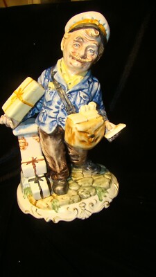 Vintage Capodimonte Mailman Delivery Man Postman Figure ITALY 11 inch ...