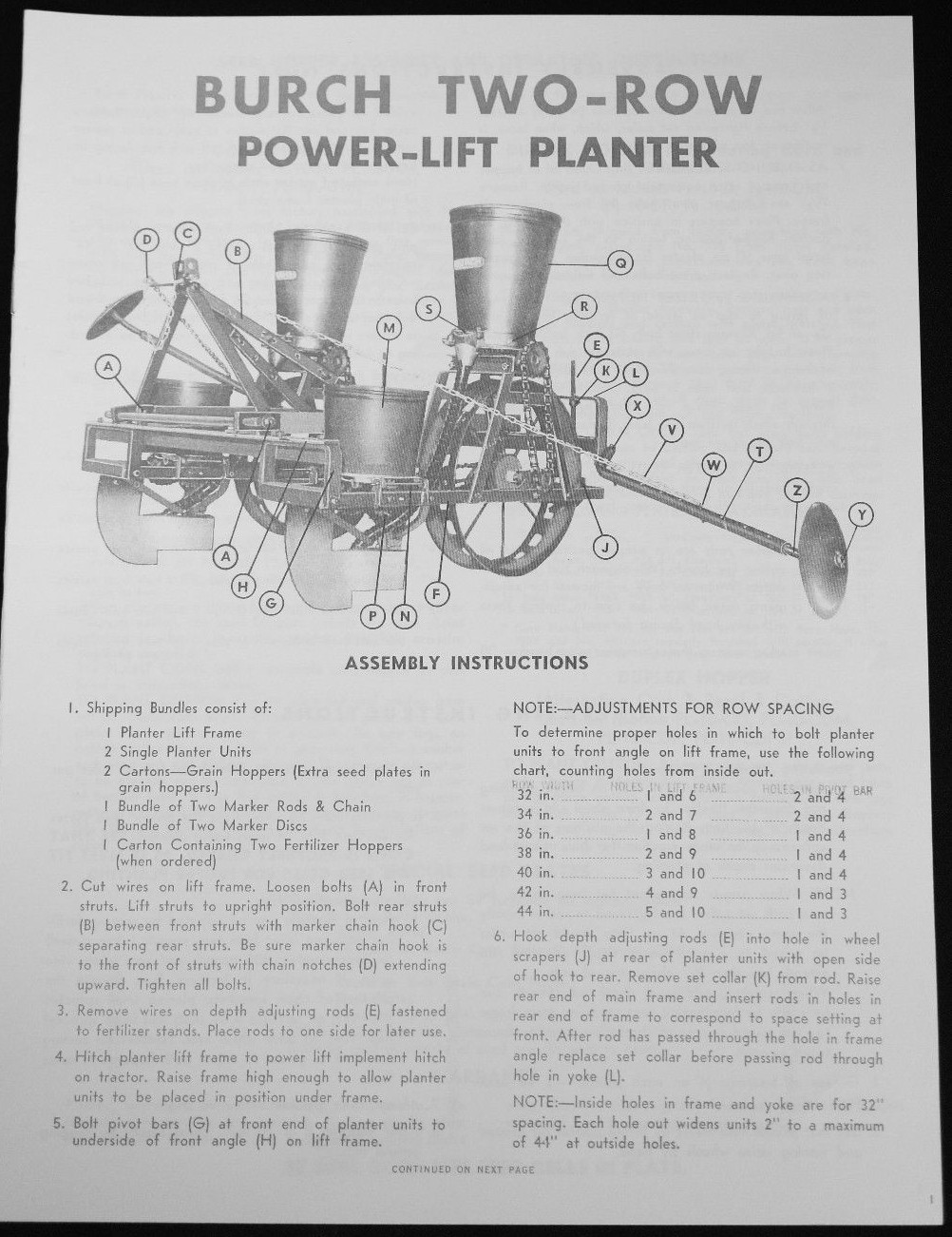 Burch Plow Works Tru-Blue Corn Seed Planter Owner's Manual & Parts List ...