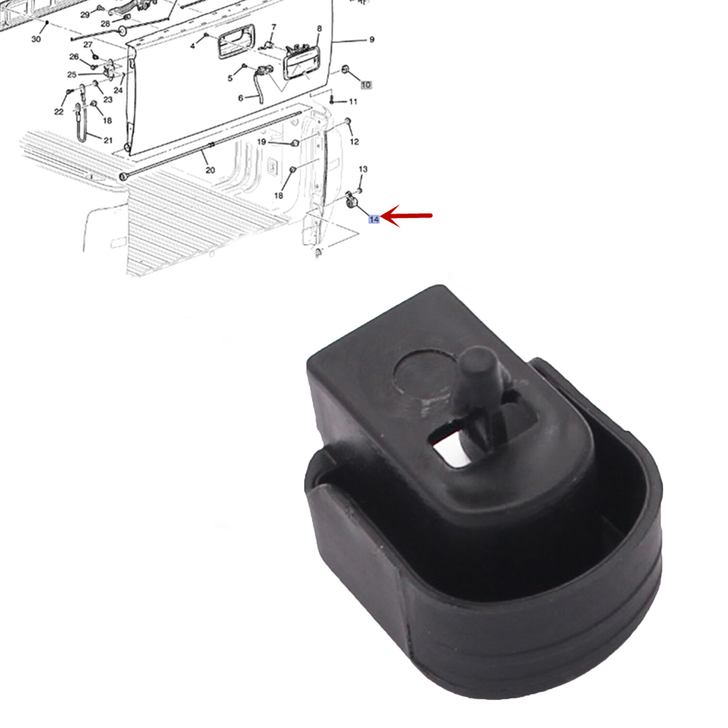 New Tailgate Bushing Rear Right for 14-20 Chevy Silverado 1500 with ...