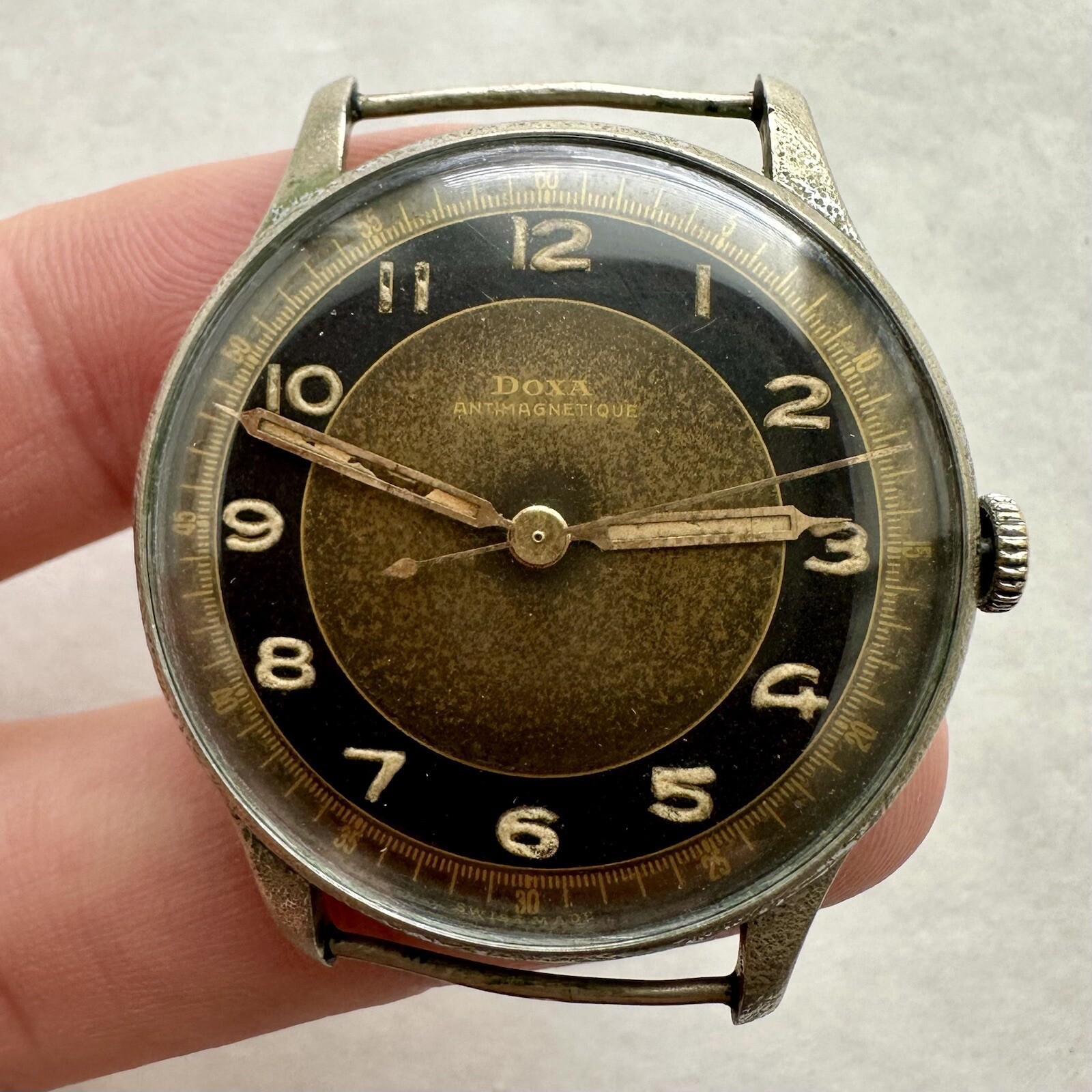 RARE WWII DOXA no DH Watch Military TWO TONE DIAL WW2… - Gem