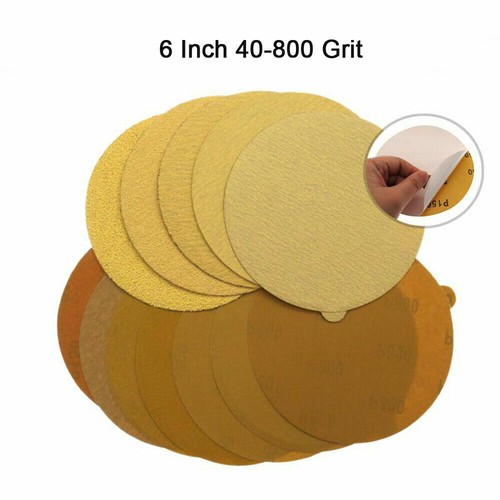 6'' 150mm Round Yellow Sandpaper Disk Sand Sheets Grit 40-800 Self ...