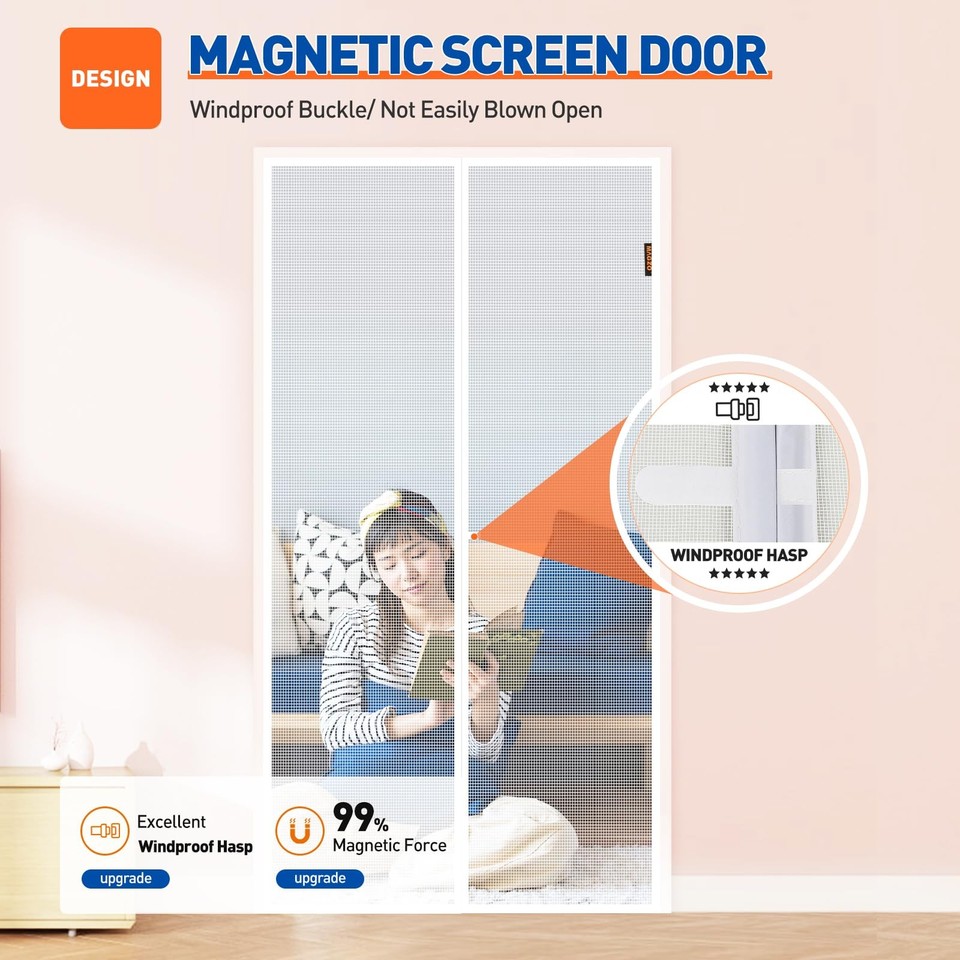 Magnetic Screen Door Fit Door Size 36 x 80 Inch, Screen Size 38" x 81 ...