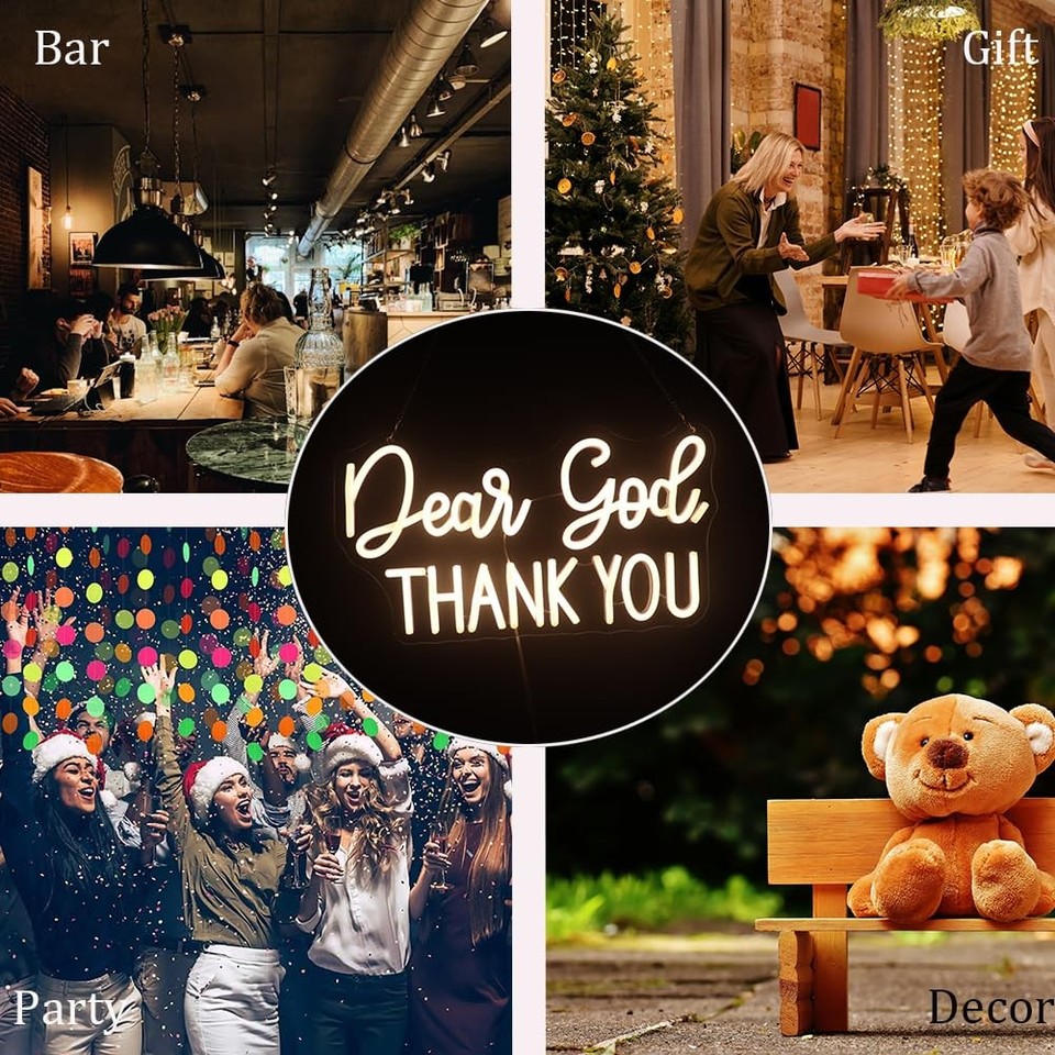 Dear God Thank You Neon Sign Led Dimmable Decorative Neon Lights ...