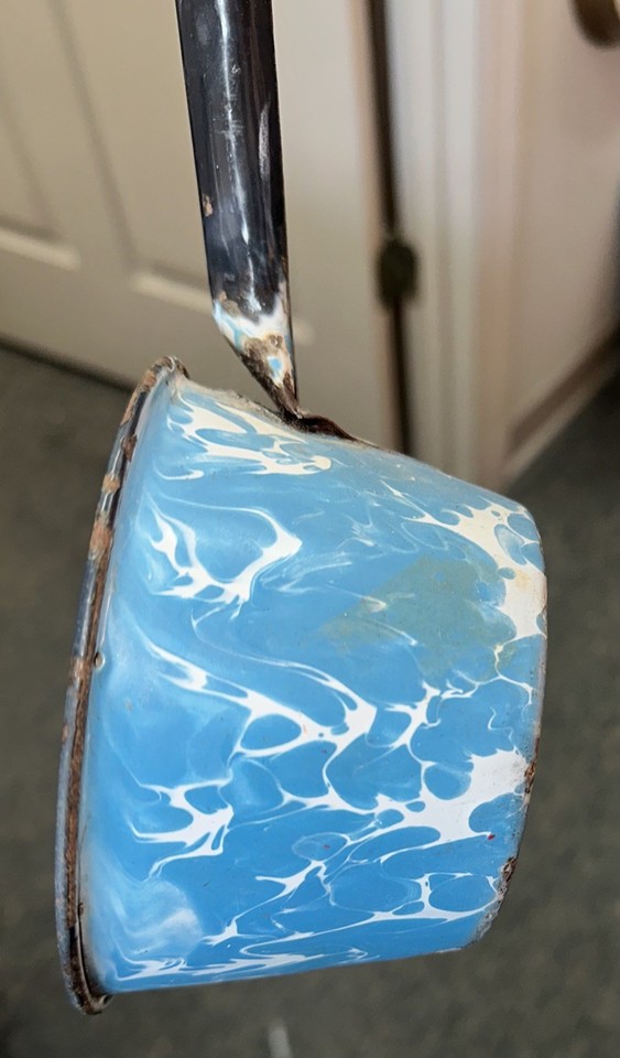 Depression Era Ladle Blue White Splatterware Enamelware 1930s | eBay