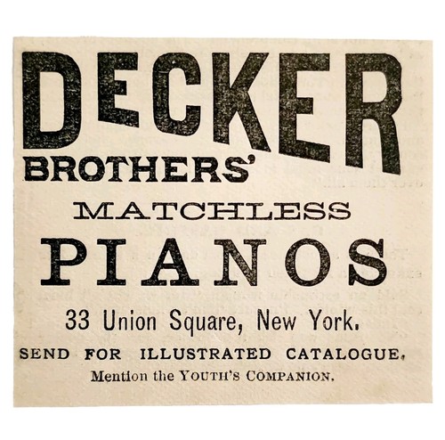 Decker Brothers Piano 1885 Advertisement Victorian Musical Instrument ...