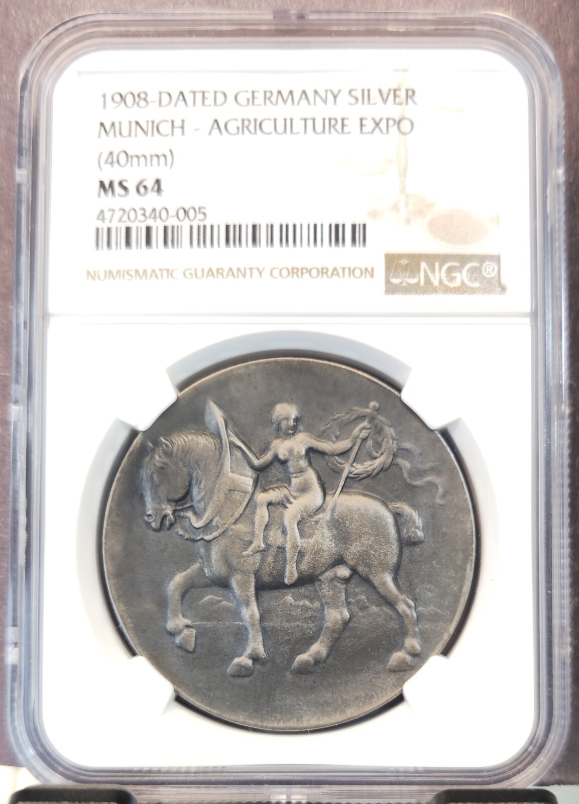 1908 GERMANY SILVER MEDAL MUNICH AGRICULTURE EXPO NGC MS 64 RARE TOP ...