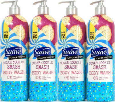4 Bottles Suave 20 Oz Flavor Factory Sugar Cookie Smash Body Wash 0% ...