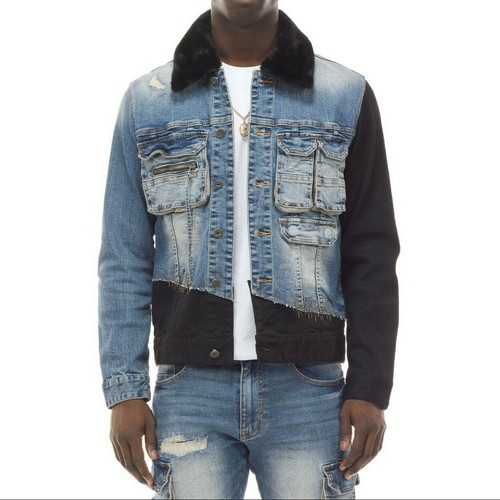 Men Smoke Rise SMOKE UTILITY DENIM JACKET ELYSIAN BLUE (JJ21616), Sz SM ...