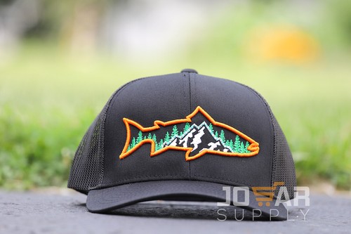 Trout 3D Logo Fishing Hat Cap Mesh Trucker Snapback Embroidered Outdoor ...