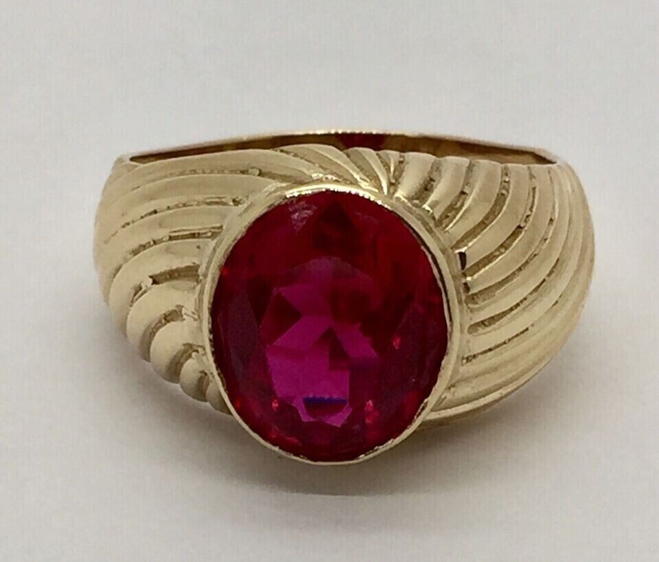 In 14k Yellow Gold Men's Ring 2.00Ct Oval Cut Natural Red Ruby ...