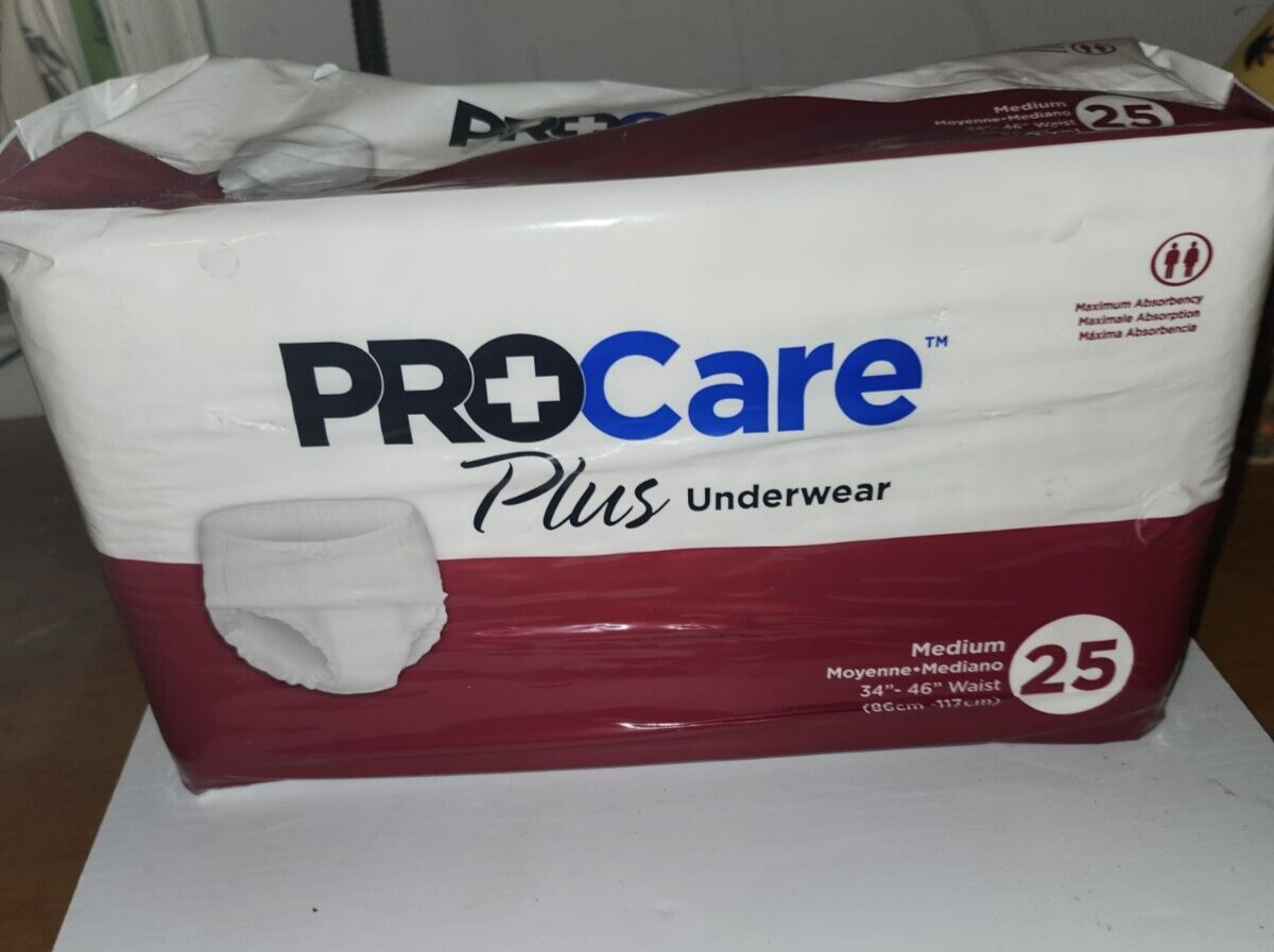 ProCare Plus Underwear/Adult Diapers Medium Waist 34" To 46" (25 pk) | eBay