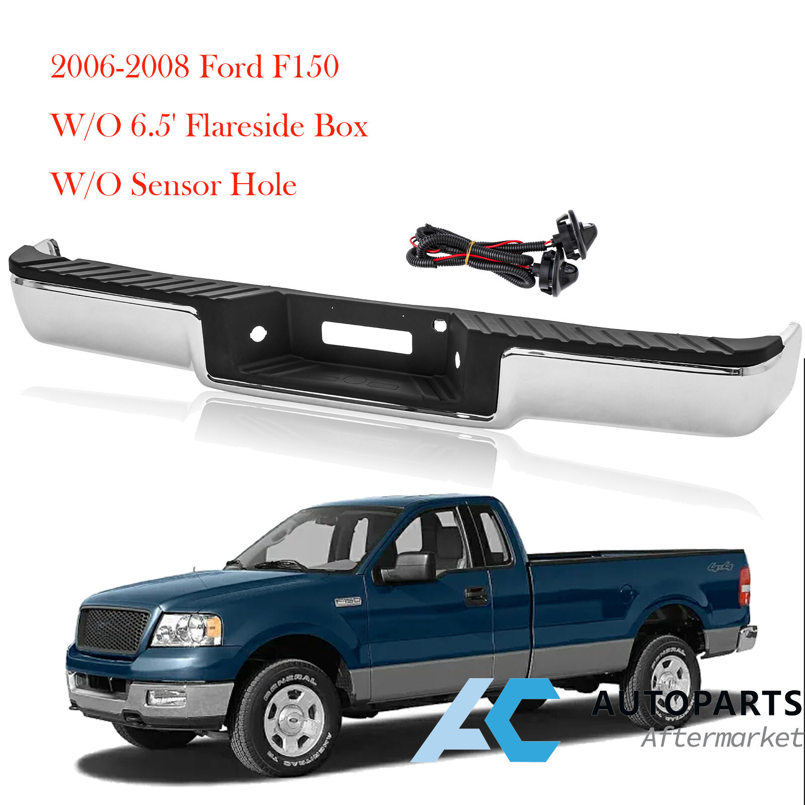 For 06-08 Ford F150 Rear Bumper Step Bumper Assembly w/o Sensor Hole ...
